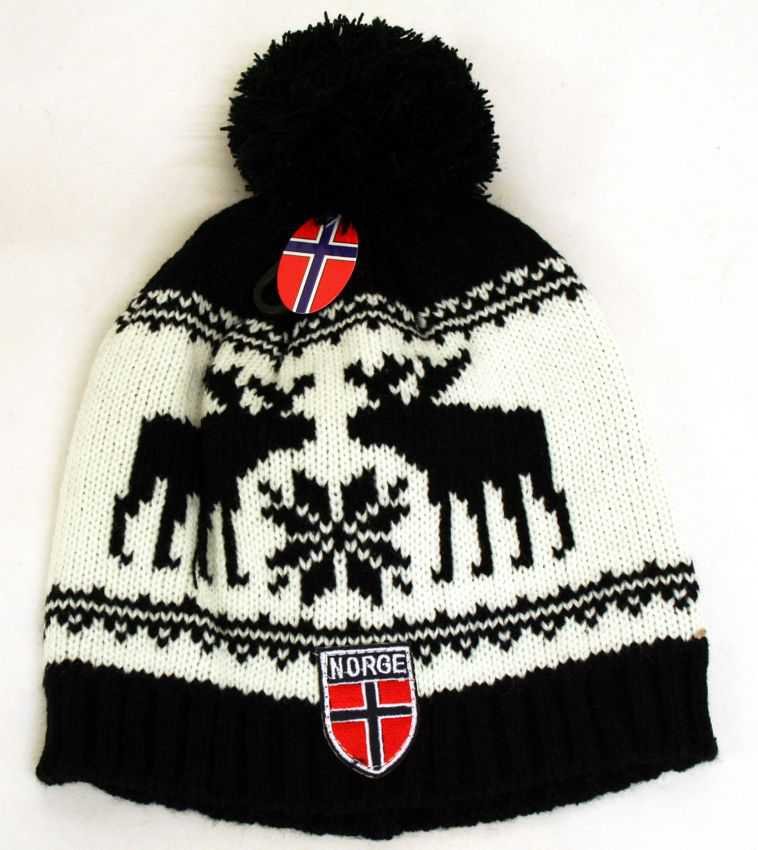 Strikkelue, Deer, hvit - LUER & HANSKER - norion-engros.no